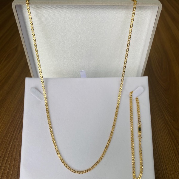 Conjunto Grumett Simples 3 mm Banhados a Ouro 18k - King Shop