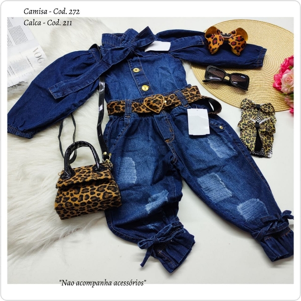 Calça 2 4 6 8 10 jogger Brim - Mini Stylo Griffe's Verão